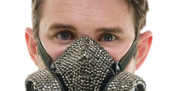 Silver rhinestone Gas mask