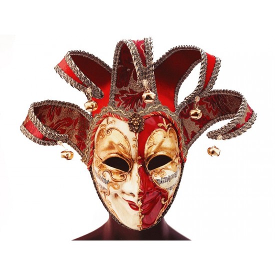 Red and White Venetian Jester Mask | KBW GLOBAL CORP.