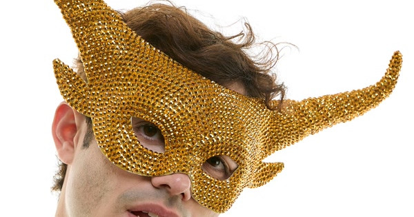 Gold Rhinestone Devil Mask