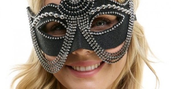 Black Jeweled Mask with Chains
